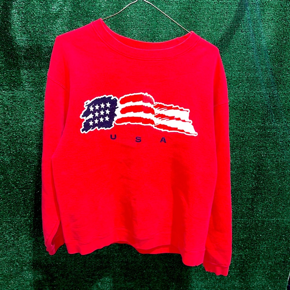 Vintage 90s Splash Logo American Flag Usa Crewneck Sw… - Gem